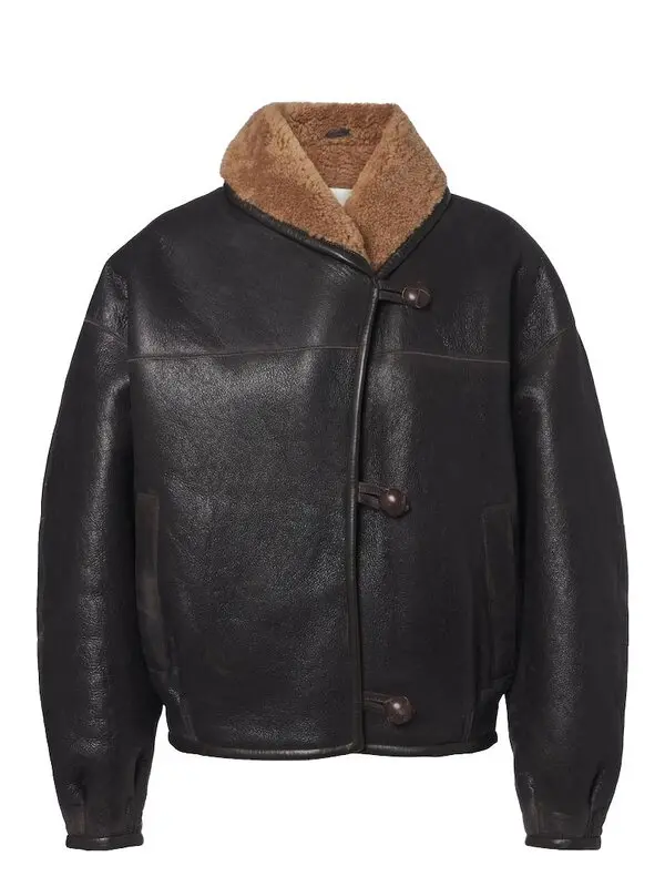 Isabel Marant Étoile Charina Shearling-trimmed Leather Jacket - Brown
