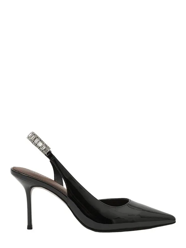 REISS Luella Patent Leather Crystal-slingback Court Shoes - Black