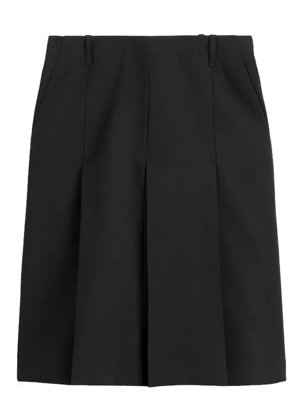 Cos Box-pleat Wool Midi Skirt - Black