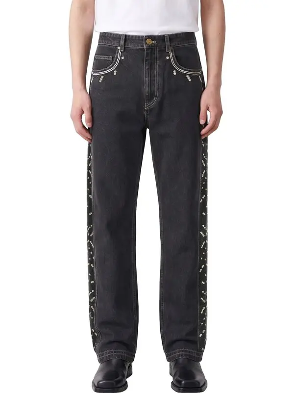 Isabel Marant Étoile Jorian Baggy Wide-leg Embroidered Denim Jeans - Black