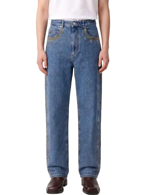 Isabel Marant Étoile Jorian Baggy Wide-leg Embroidered Denim Jeans - Blue