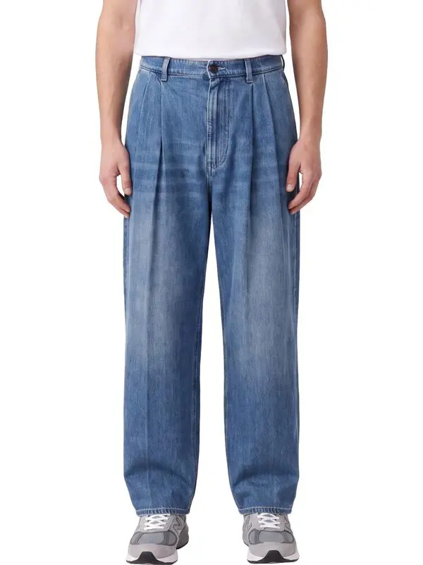 Marni Wide-leg Pleated Denim Jeans With Mid-rise Waist - Blue
