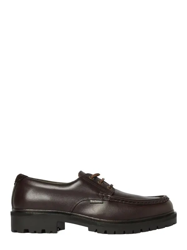 Barbour Paxton Apron Toe Smooth Leather Derby Shoes With Lug Sole - Brown