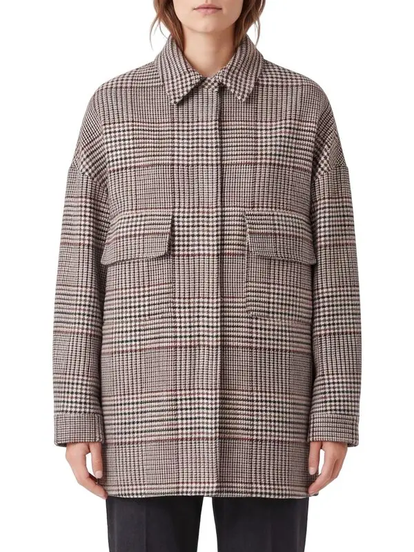 Federica Tosi Knee-length Single-breasted Houndstooth Wool Coat - Brown