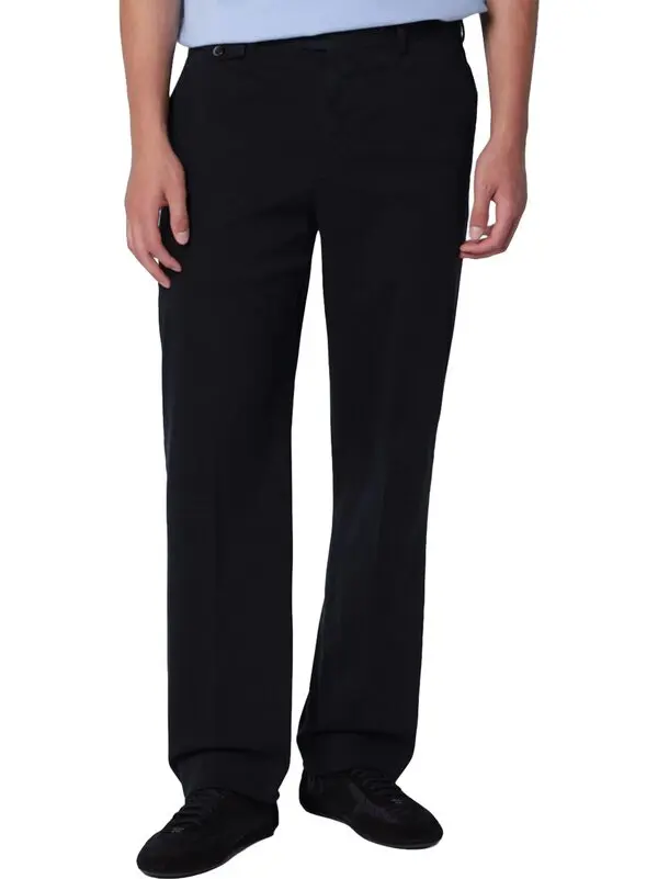 PT TORINO Straight-leg Pleated Chino Trousers In Stretch Cotton - Navy