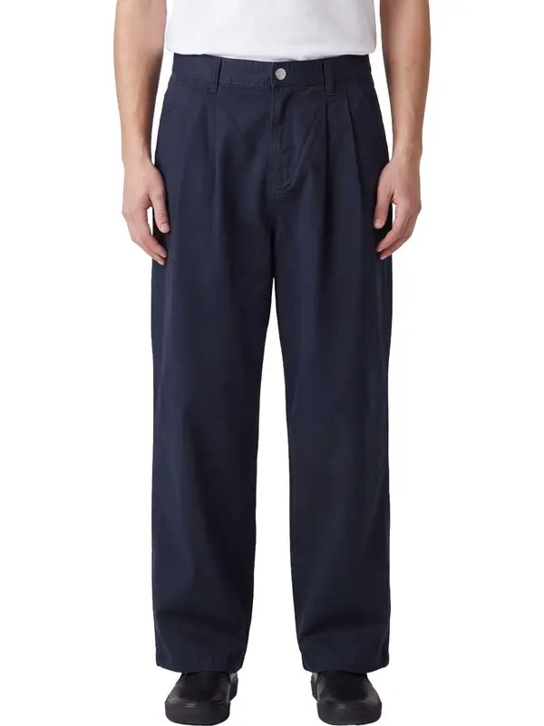 Carhartt Work In Progress Brockman Wide-leg Cotton Twill Trousers With Pleats - Blue