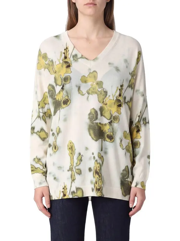 IN BED WITH YOU V-neck Pullover Jumper In Pure Wool With Abstract Print - Multicolor