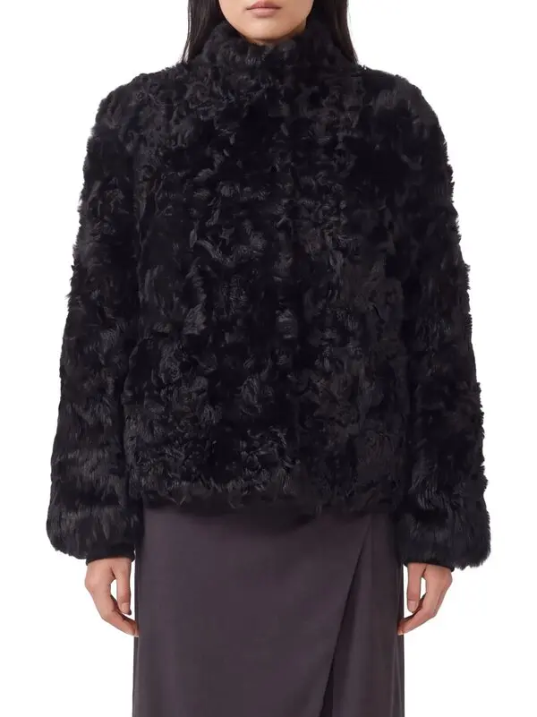 PAROSH High-neck Shearling Coat P.a.r.o.s.h. In Pure Wool With Concealed Fastening - Blue