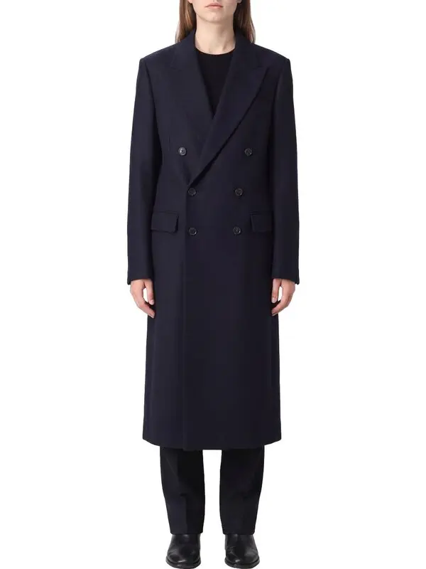 Dries Van Noten Relaxed Fit Double-breasted Long Coat In Pure Wool - Black