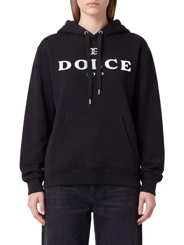 Dolce & Gabbana Cotton Hoodie With Kangaroo Pocket And Logo - Black