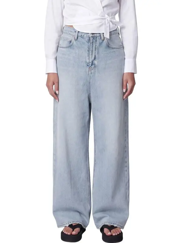 Balenciaga High-waisted Wide-leg Jeans In Cotton Denim - Blue