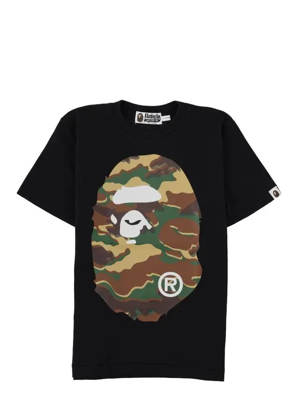 A BATHING APE T Shirt Con Logo 'big Ape' E Stampa Mimetica - Black
