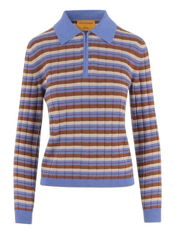 Guest In Residence Striped Silk And Linen Sweater - Multi