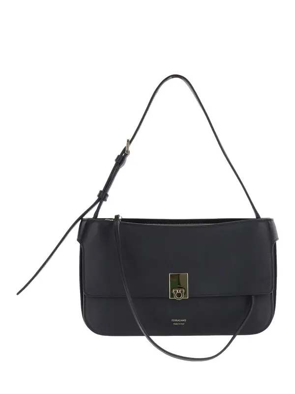 FERRAGAMO Small Cara Leather Bag - Black
