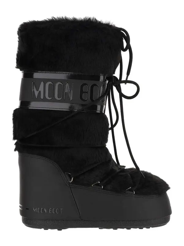Moon Boot Icon Faux Fur Boots - Black
