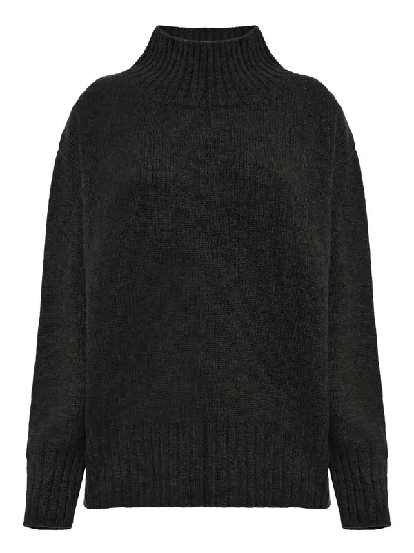 Malo Cashmere Sweater With Turtle Neck - Black