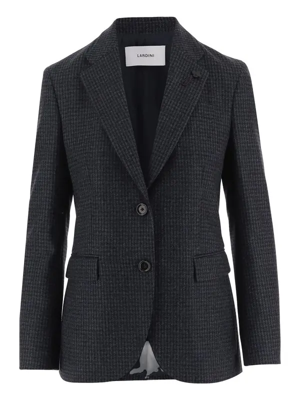 LARDINI Wool Blend Jacket With Layers And Check Pattern - Grey