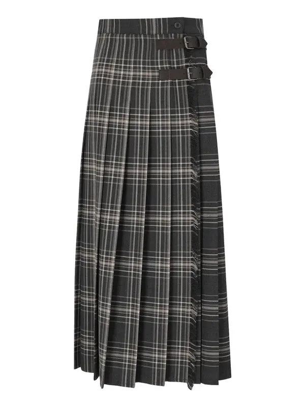 Max Mara Prisma Tartan Skirt - Grey