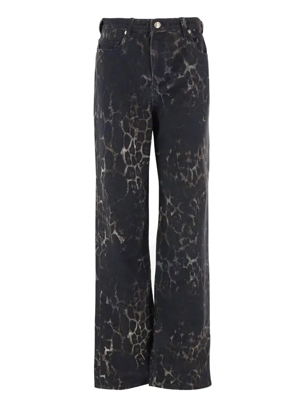 Just Cavalli Stretch Cotton Pants With Animal Print - Multi