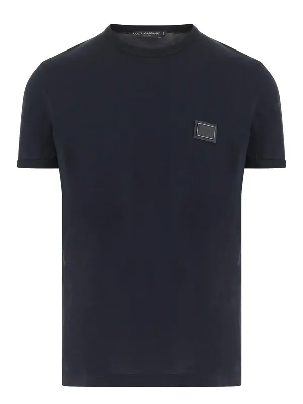 Dolce & Gabbana Cotton T Shirt With Patch - Navy