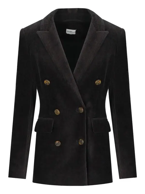 Marella Rum Grey Velvet Blazer - Black