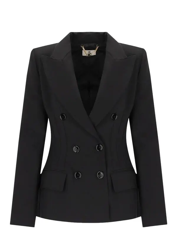 Elisabetta Franchi Double Breasted Blazer - Black