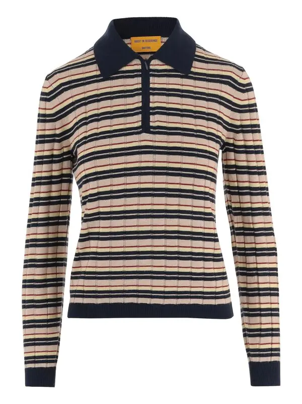 Guest In Residence Striped Silk And Linen Sweater - Multi