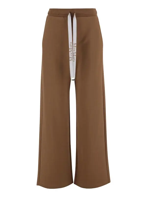 Max Mara Cotton Blend Pants With Logo - Brown