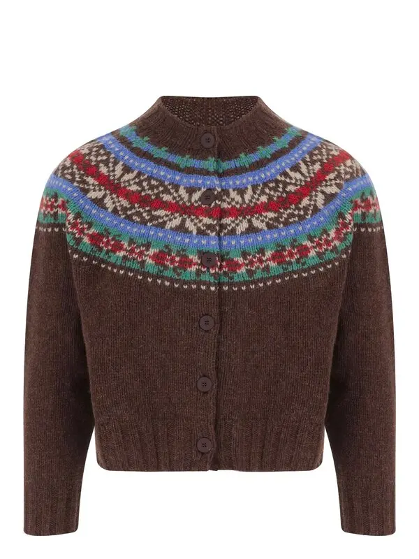 Howlin' Wool Cardigan With Jacquard Pattern - Brown