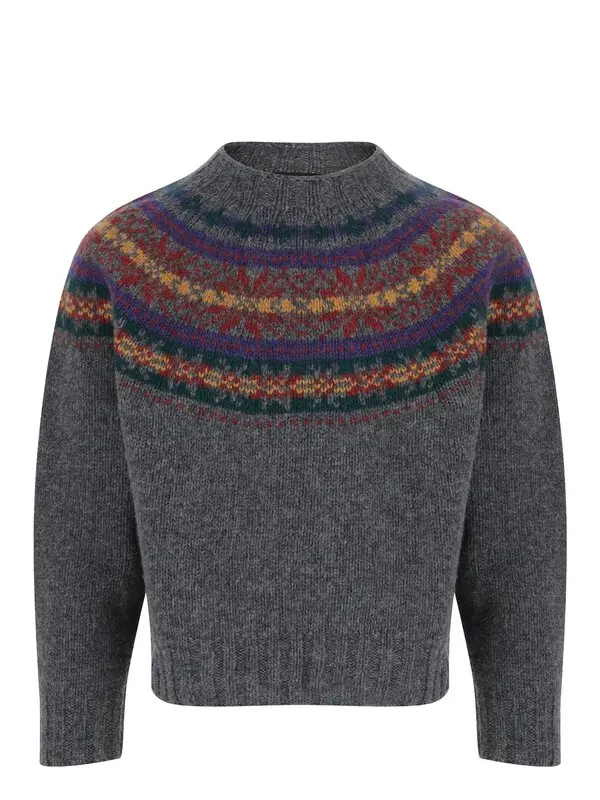 Howlin' Wool Sweater With Jacquard Pattern - Grey