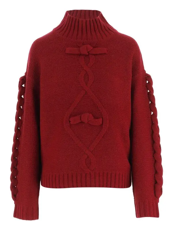 THE GARMENT Wool And Cashmere Sweater With Bows And Braids - Red