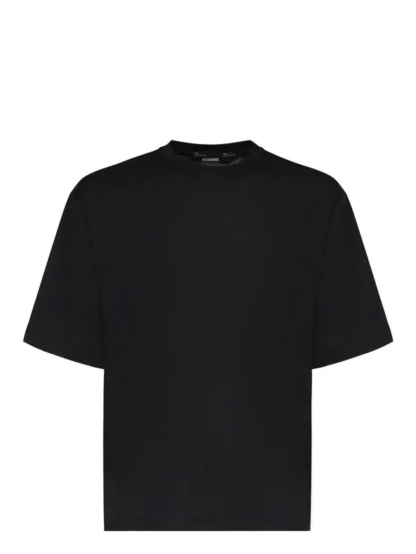 Jacquemus Paper Jersey T Shirt With Logo - Black