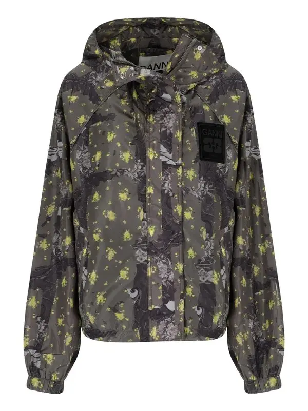 GANNI Nylon Washed Effect Jacket - Black