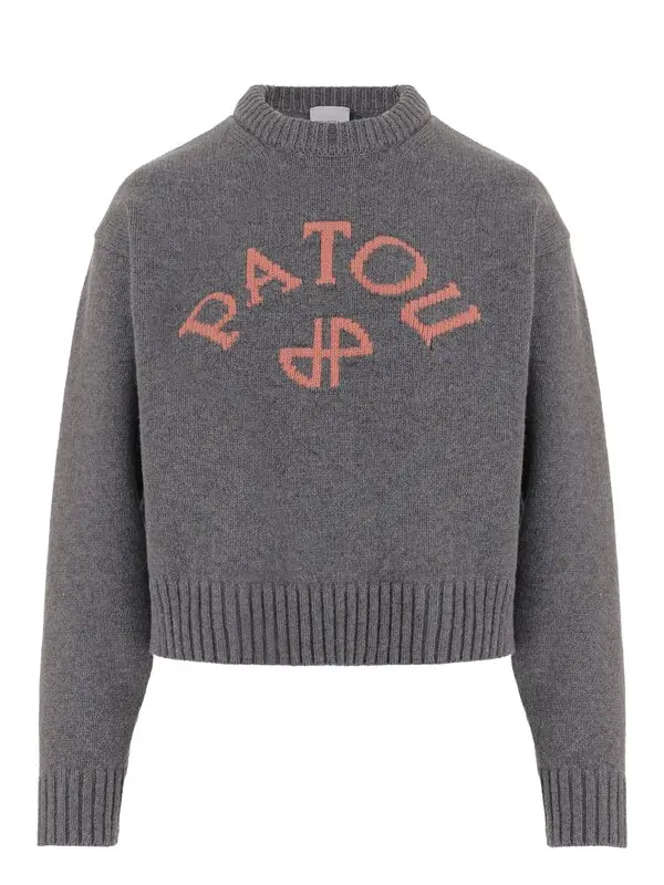 PATOU Wool And Cashmere Sweater With Logo - Grey