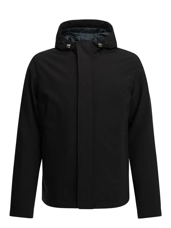 Herno Short Down Jacket In Stretch Twill - Blue