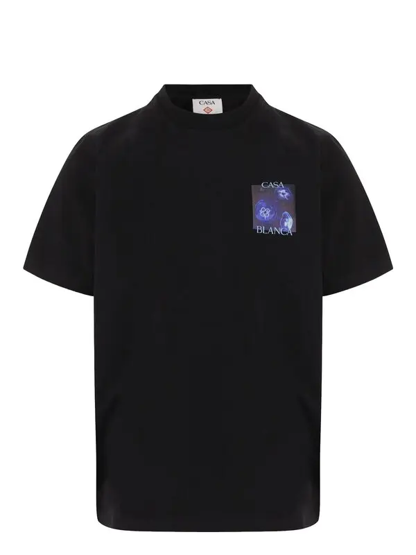 Casablanca Printed Cotton T Shirt - Black