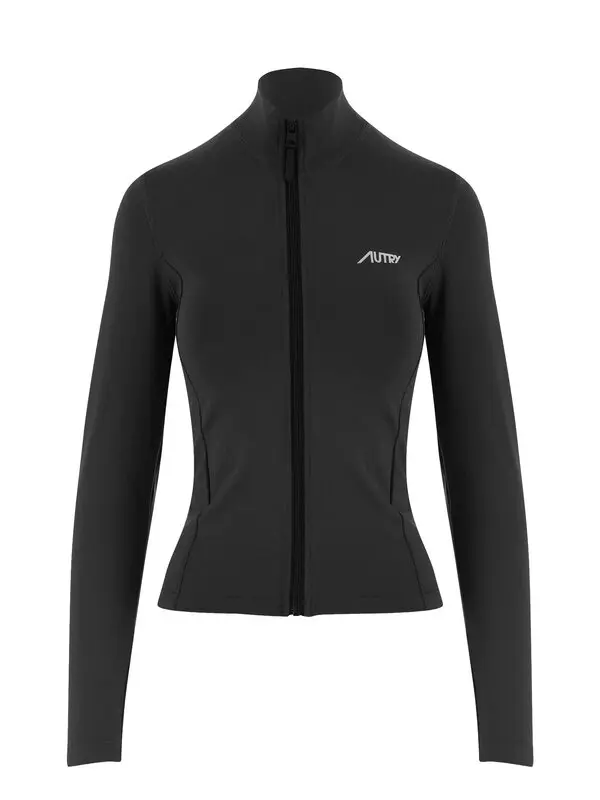 AUTRY Stretch Nylon Sweatshirt With Logo - Black