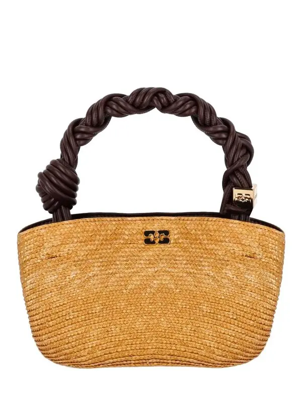GANNI Mini Bou Raffia Natural Handbag - Brown