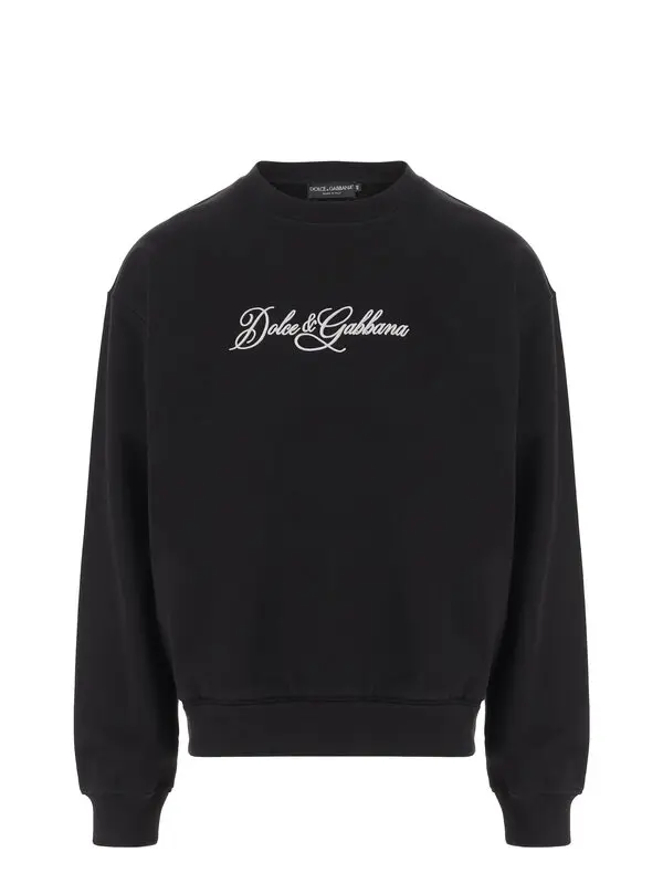 Dolce & Gabbana Cotton Sweatshirt With Logo Print - Black