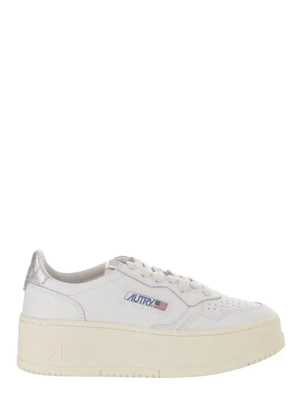 AUTRY Medalist Platform Low Leather Sneakers - Silver