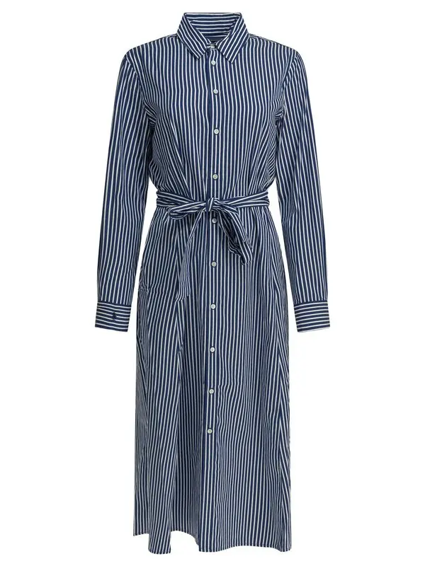Polo Ralph Lauren Chemisier Midi Dress With Logo - Blue