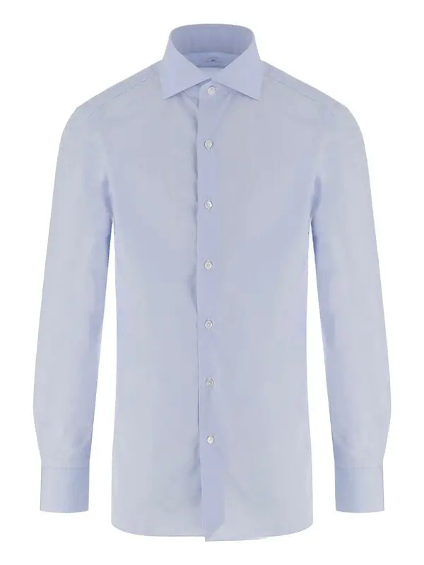 FINAMORE 1925 Ribbed Cotton Shirt - Light Blue