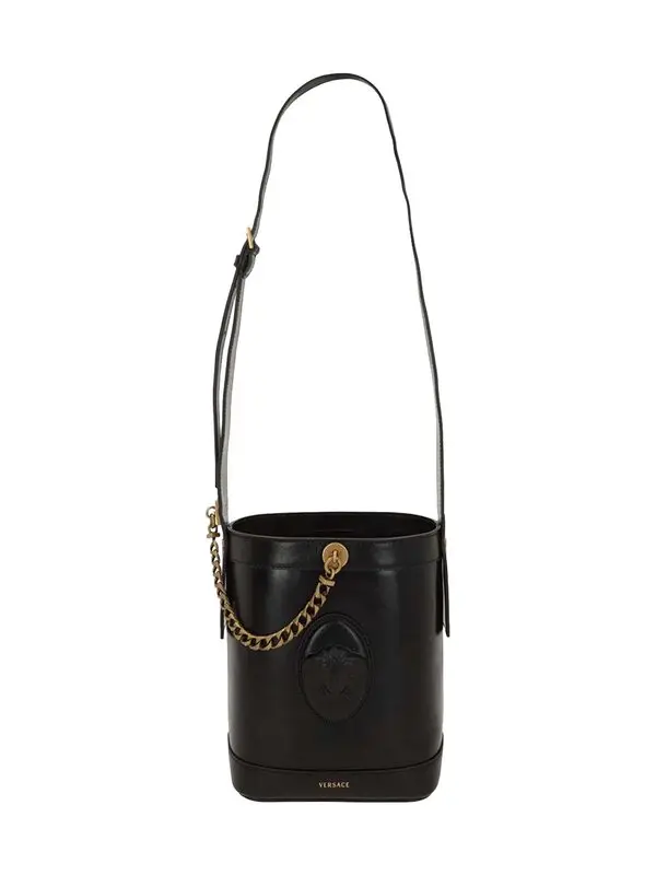 Versace Leather Bucket Bag - Black