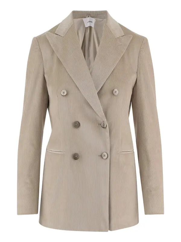 LARDINI Double Breasted Cotton And Stretch Viscose Jacket - Ivory