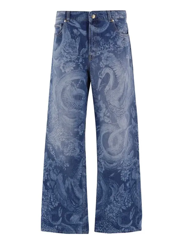 Just Cavalli Printed Cotton Jeans - Denim