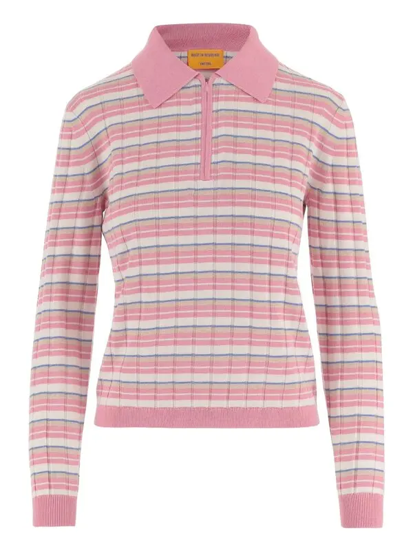 Guest In Residence Striped Silk And Linen Sweater - Multi