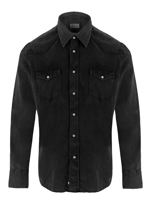 ALESSANDRO GHERARDI Ribbed Cotton Shirt With Pockets - Black