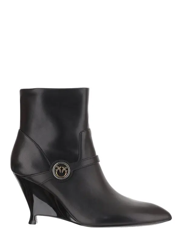 Pinko Gwen Leather Ankle Boots - Black