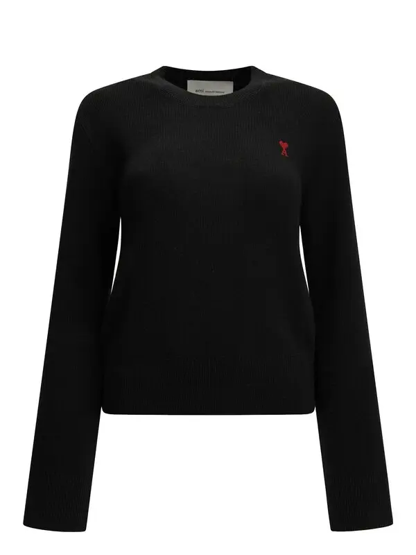 AMI Paris De Coeur' Crew Neck Sweater - Black