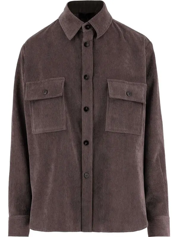 F.IT Ribbed Stretch Nylon Blend Shirt - Brown
